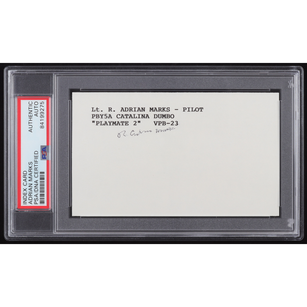 Adrian Marks Signed Index Card (PSA) WWII USS Indianapolis Survivors ...