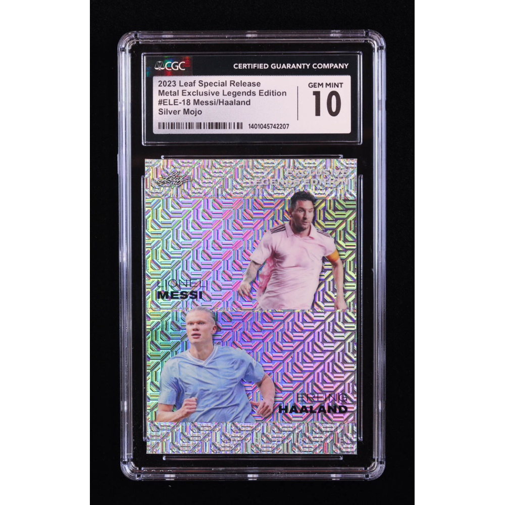 Lionel Messi / Erling Haaland 2023 Leaf Metal Special Release Exclusive ...