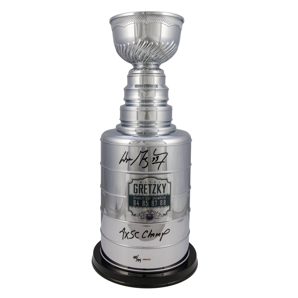 Wayne Gretzky Signed Oilers Stanley Cup Replica Trophy Inscribed "4x SC ...