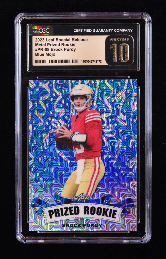 Brock Purdy 2023 Leaf Metal Special Release Prized Rookie Mojo Blue # ...