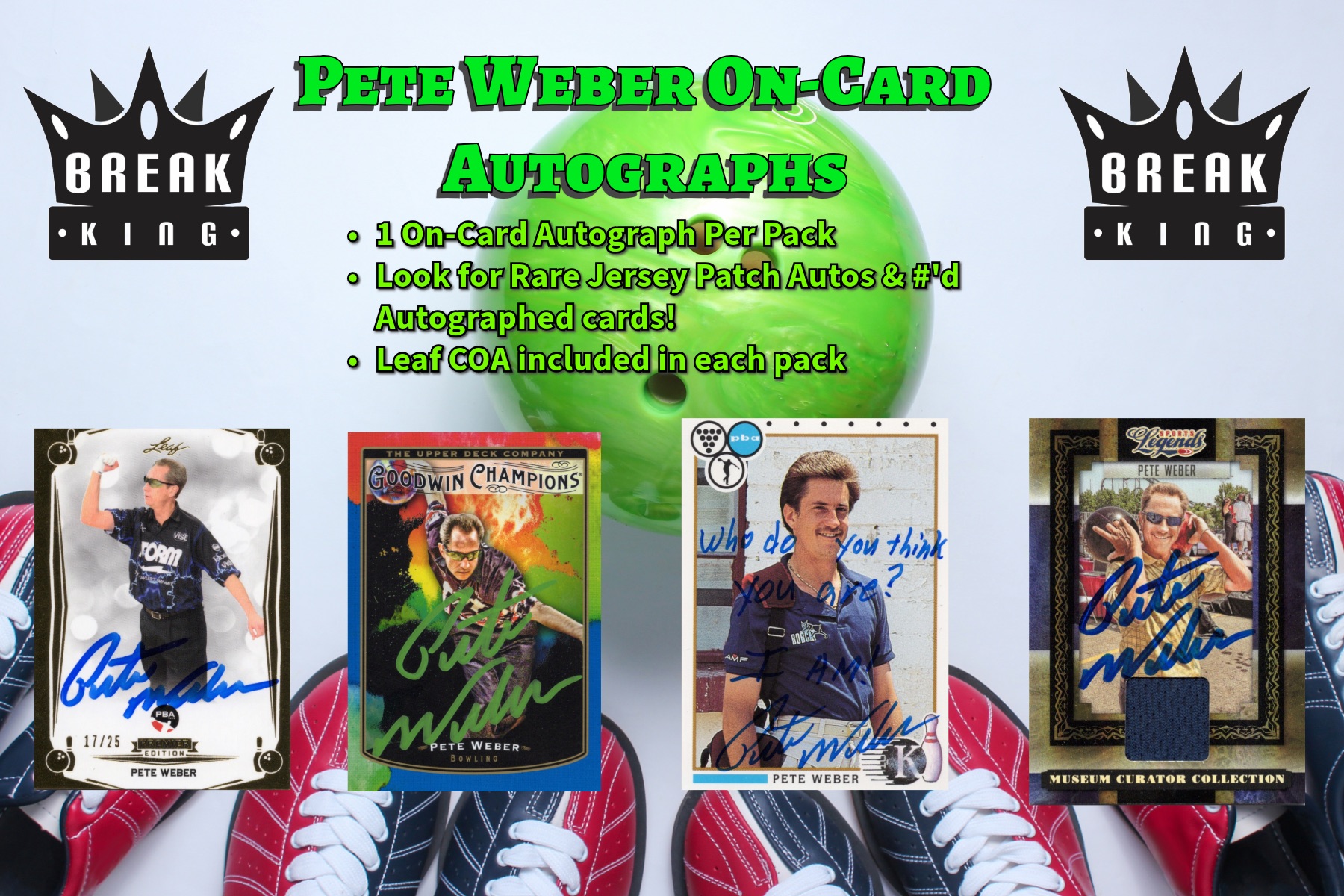 Break King Pete Weber On-Card Autograph Mystery Pack with (1) Card ...