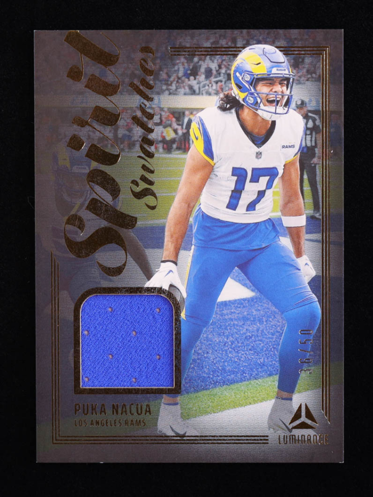 Puka Nacua 2024 Panini Luminance Spirit Swatches Gold #5 #36/50 ...