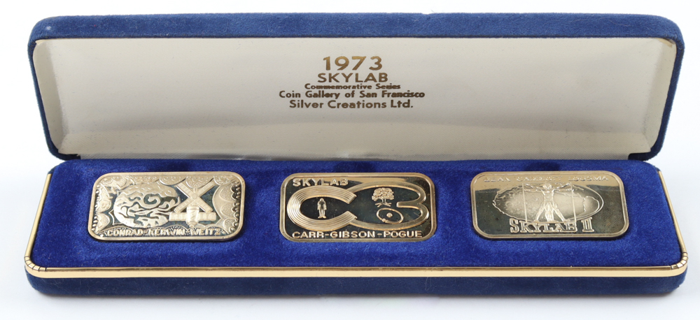 1973 Skylab Art Set of (3) .999 Silver 24K Overlay #183/250 with Case ...