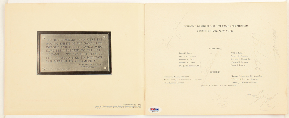 National Baseball Hall of Fame & Museum Program Multi-Signed by (6 ...