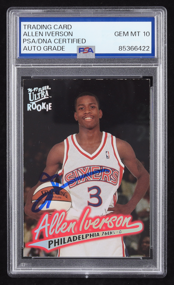 Allen Iverson Signed 1996-97 Ultra #82 RC (PSA | Autograph Graded PSA ...