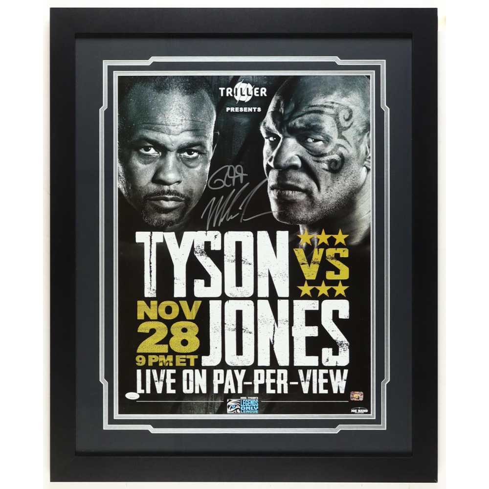 Mike Tyson & Roy Jones Jr. Signed Custom Framed "Tyson vs Jones" Poster ...