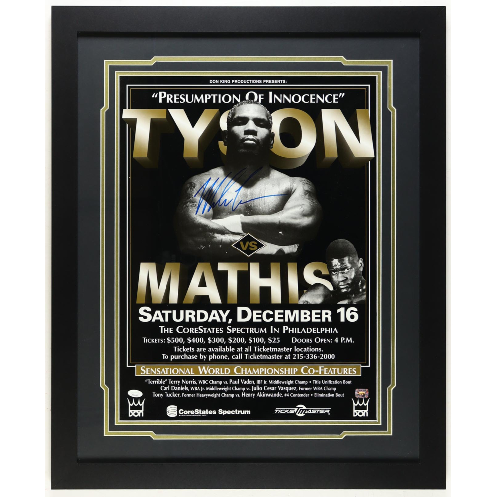 Mike Tyson Signed Custom Framed "Tyson vs Mathis" Poster Display (JSA ...