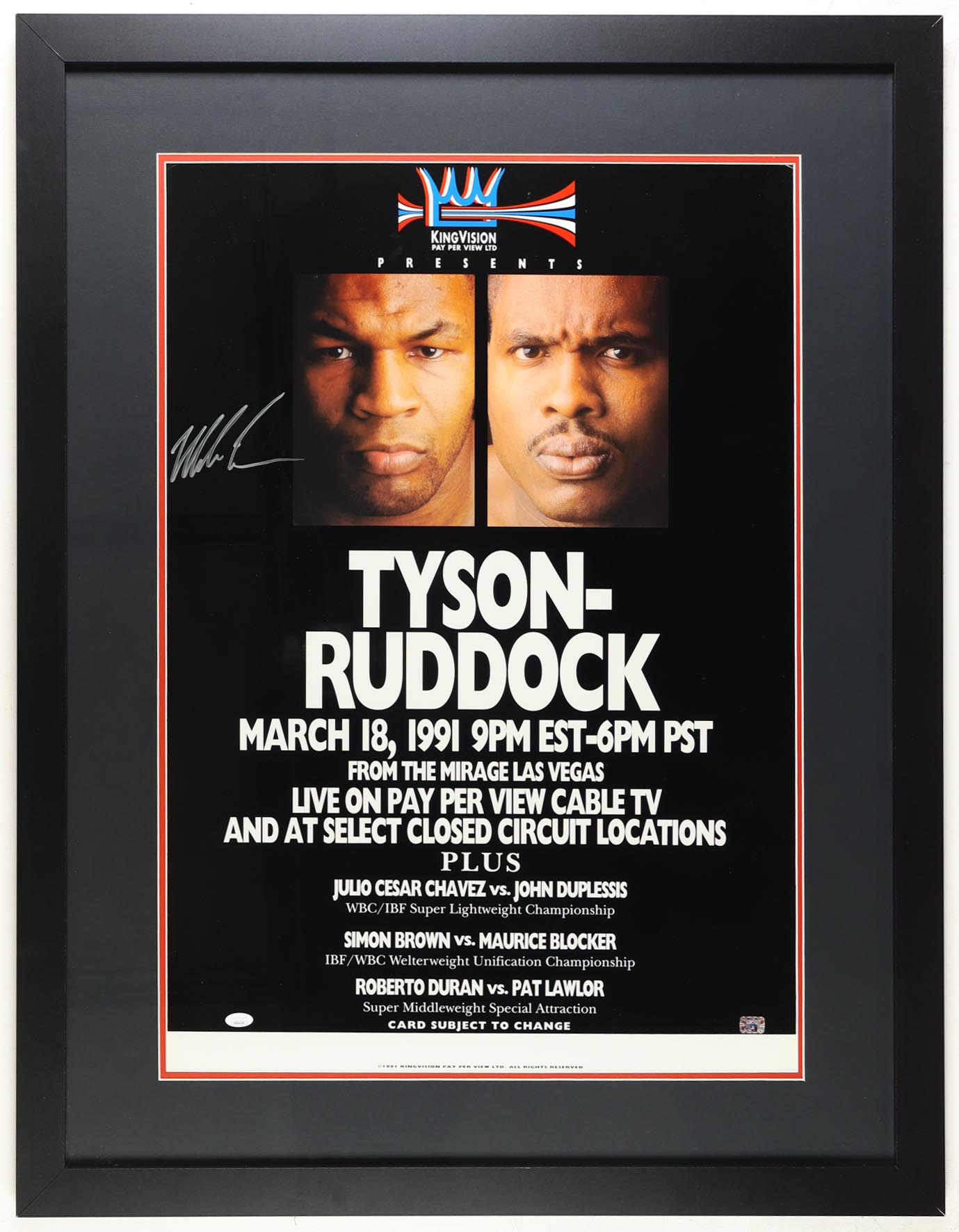 Mike Tyson Signed Custom Framed "Tyson vs Ruddock" Poster Display (JSA ...