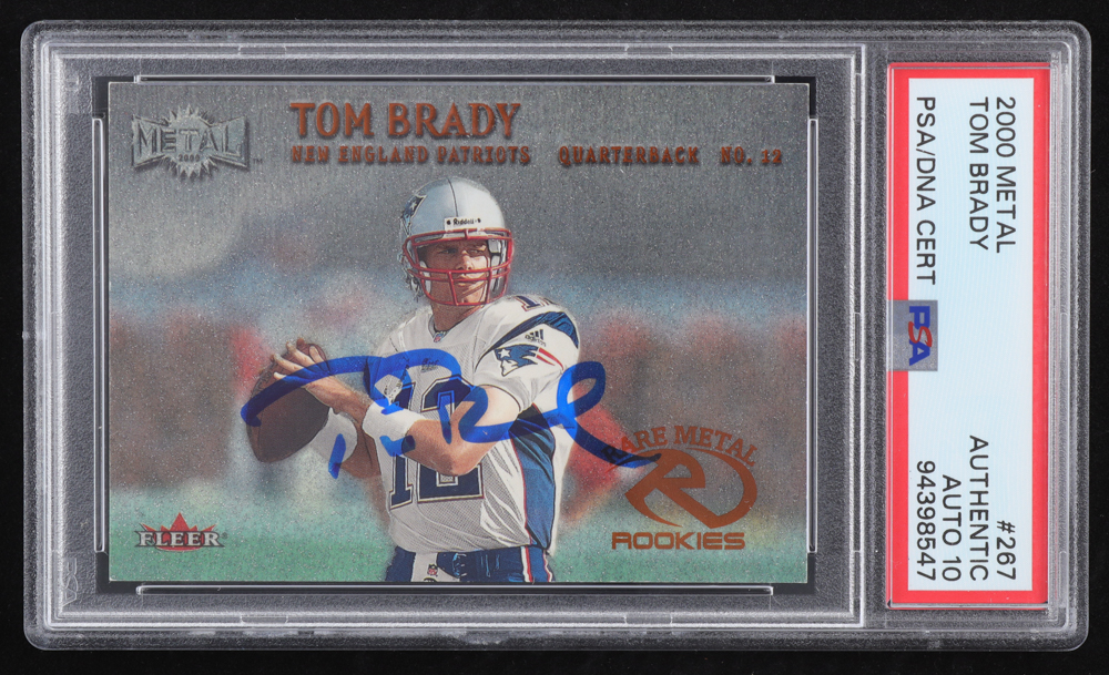 Tom Brady Signed 2000 Metal #267 RC (PSA | Autograph Graded 10 ...