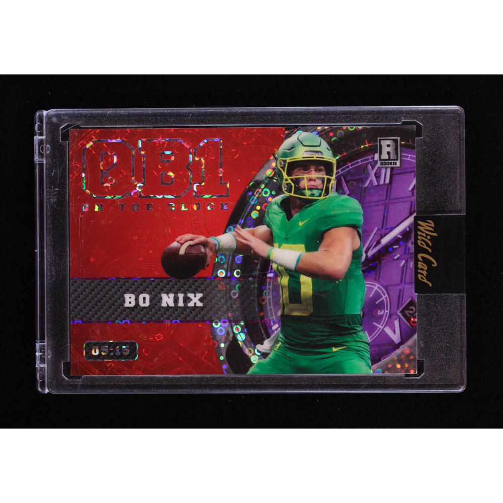 Bo Nix 2023 Wild Card QB1 On the Clock Purple and Red #BN1 RC #05/15 ...