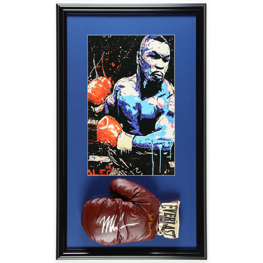 Mike Tyson Signed Custom Framed Everlast Jack Dempsey Model Boxing ...