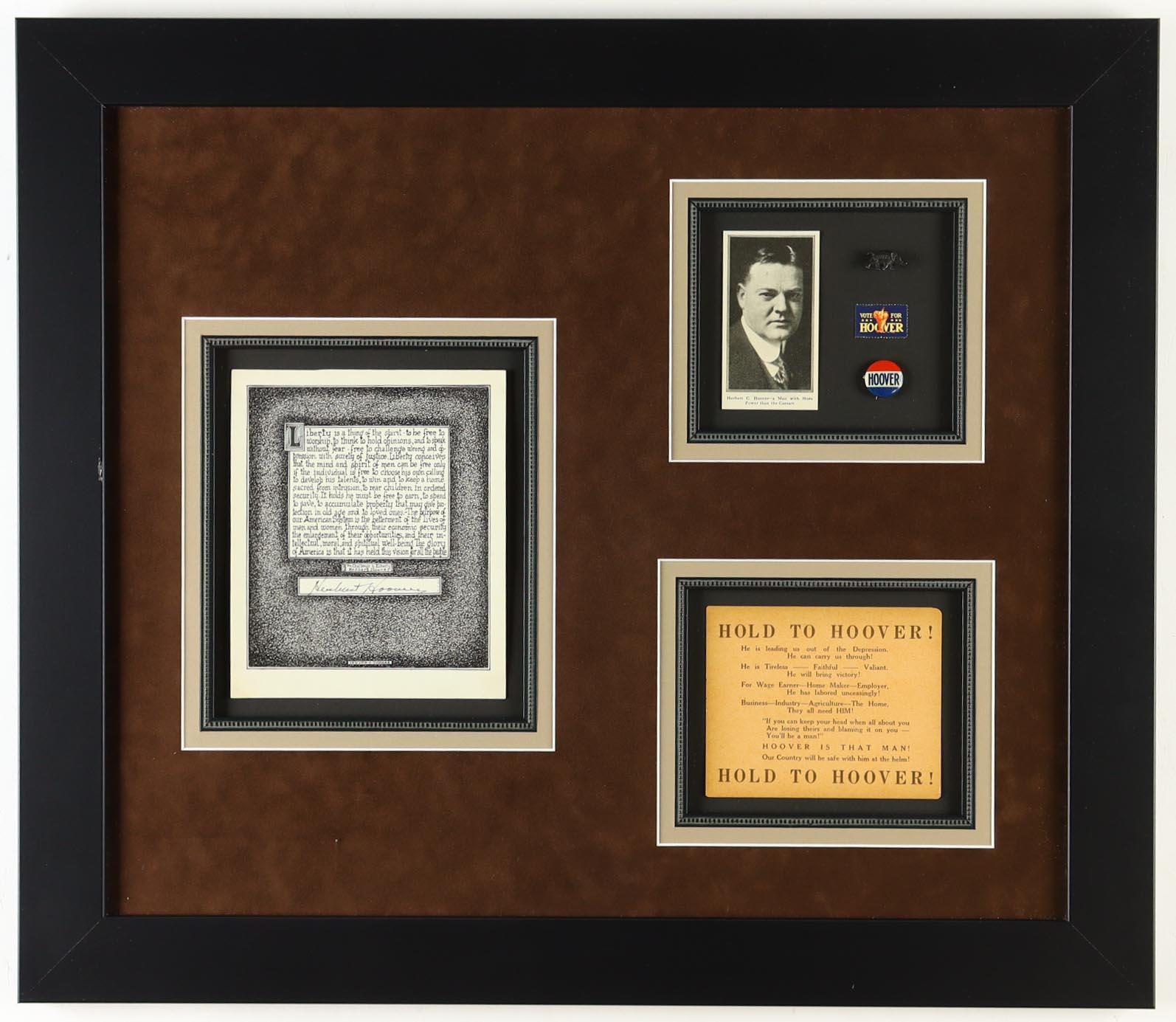 Herbert Hoover Signed Custom Framed Vintage "The Challenge to Liberty ...