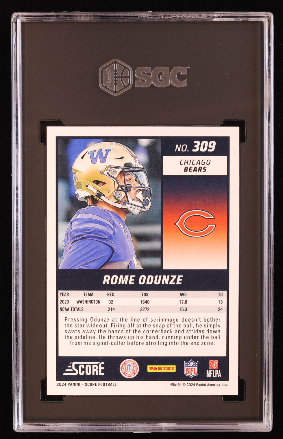 Rome Odunze 2024 Score #309 RC (SGC 10) | Pristine Auction