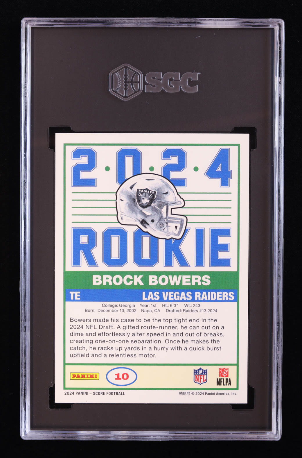 Brock Bowers 2024 Score 35th Anniversary Rookie #10 RC (SGC 10 ...