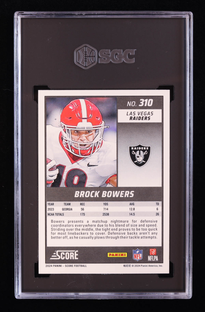 Brock Bowers 2024 Score #310 RC (SGC 10) | Pristine Auction