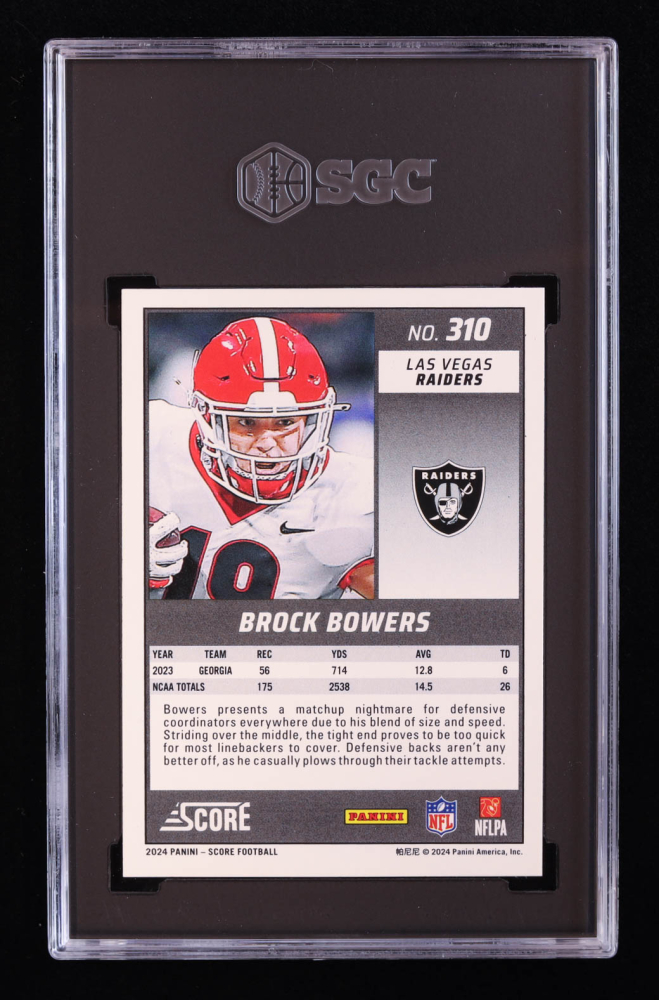 Brock Bowers 2024 Score #310 RC (SGC 10) | Pristine Auction