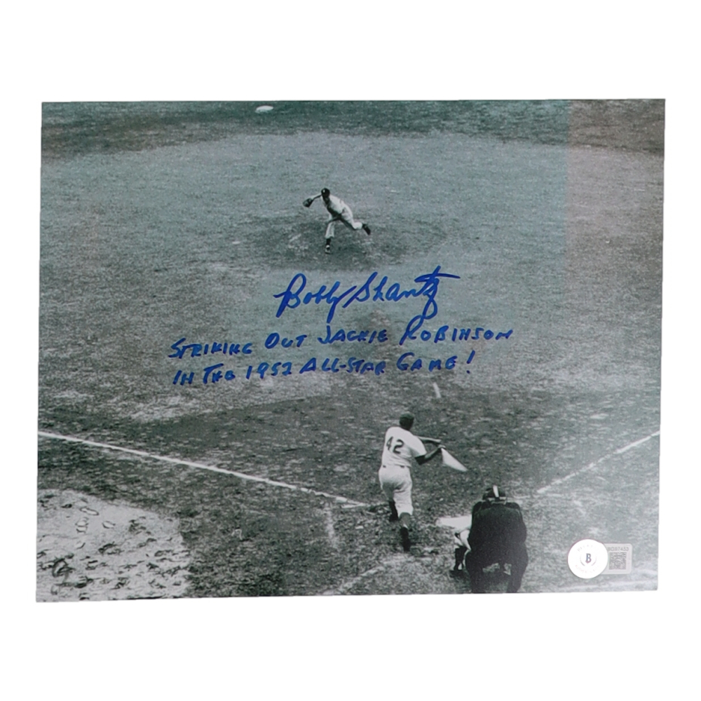 Bobby Shantz Signed 8x10 Photo Inscribed "Striking Out Jackie Robinson ...