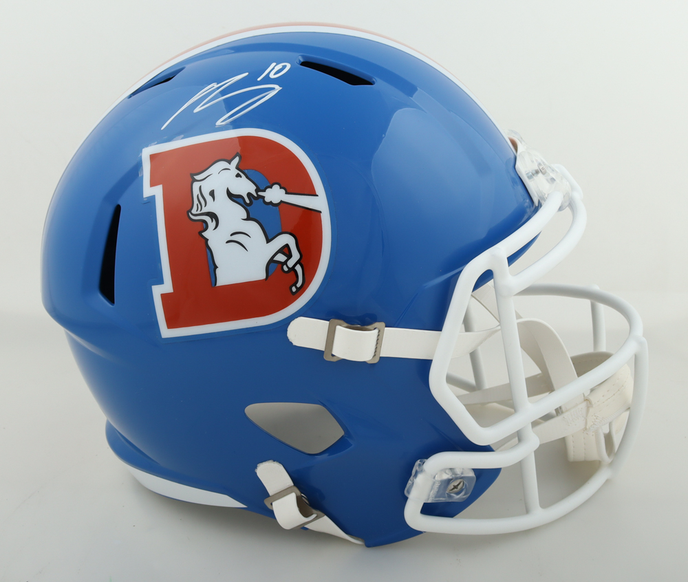Bo Nix Signed Broncos Full-Size Throwback Speed Helmet (Beckett ...