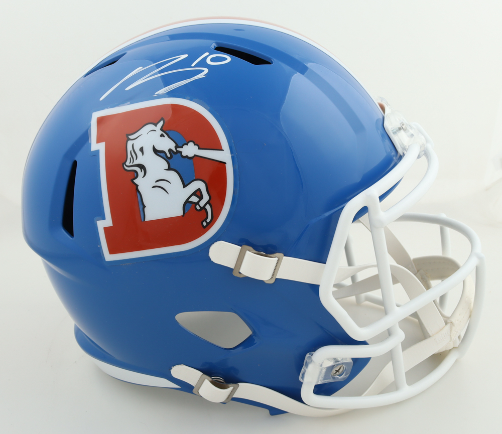 Bo Nix Signed Broncos Full-Size Throwback Speed Helmet (Beckett ...