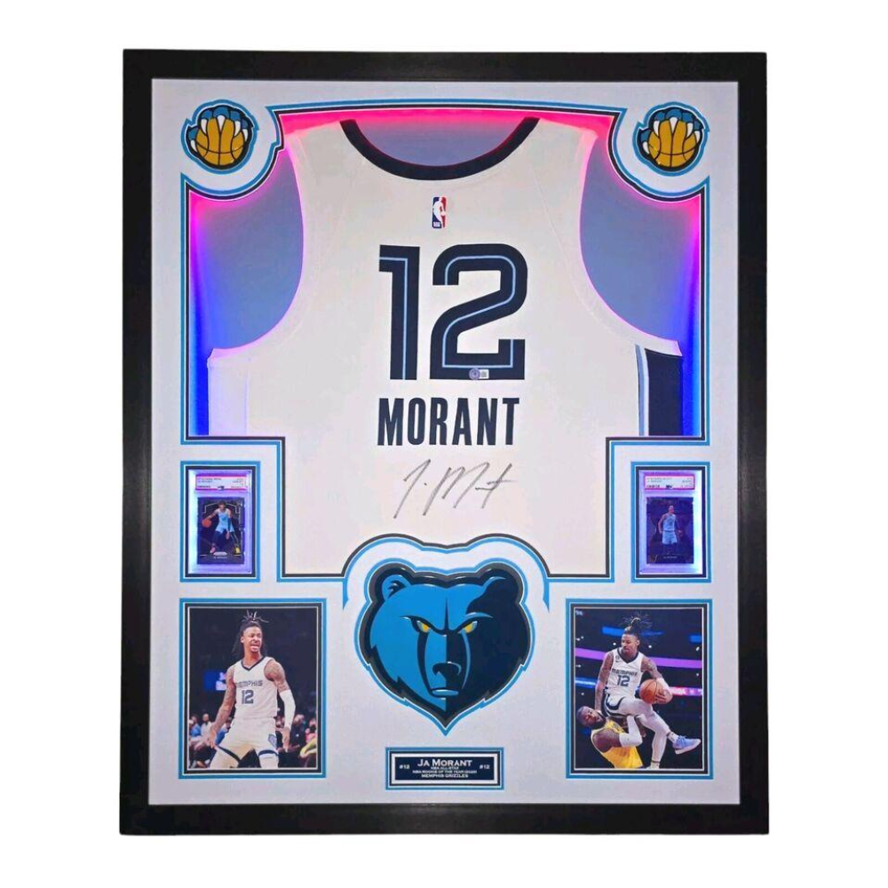 Ja Morant Signed Grizzlies Custom Framed Nike Jersey with LED Display ...