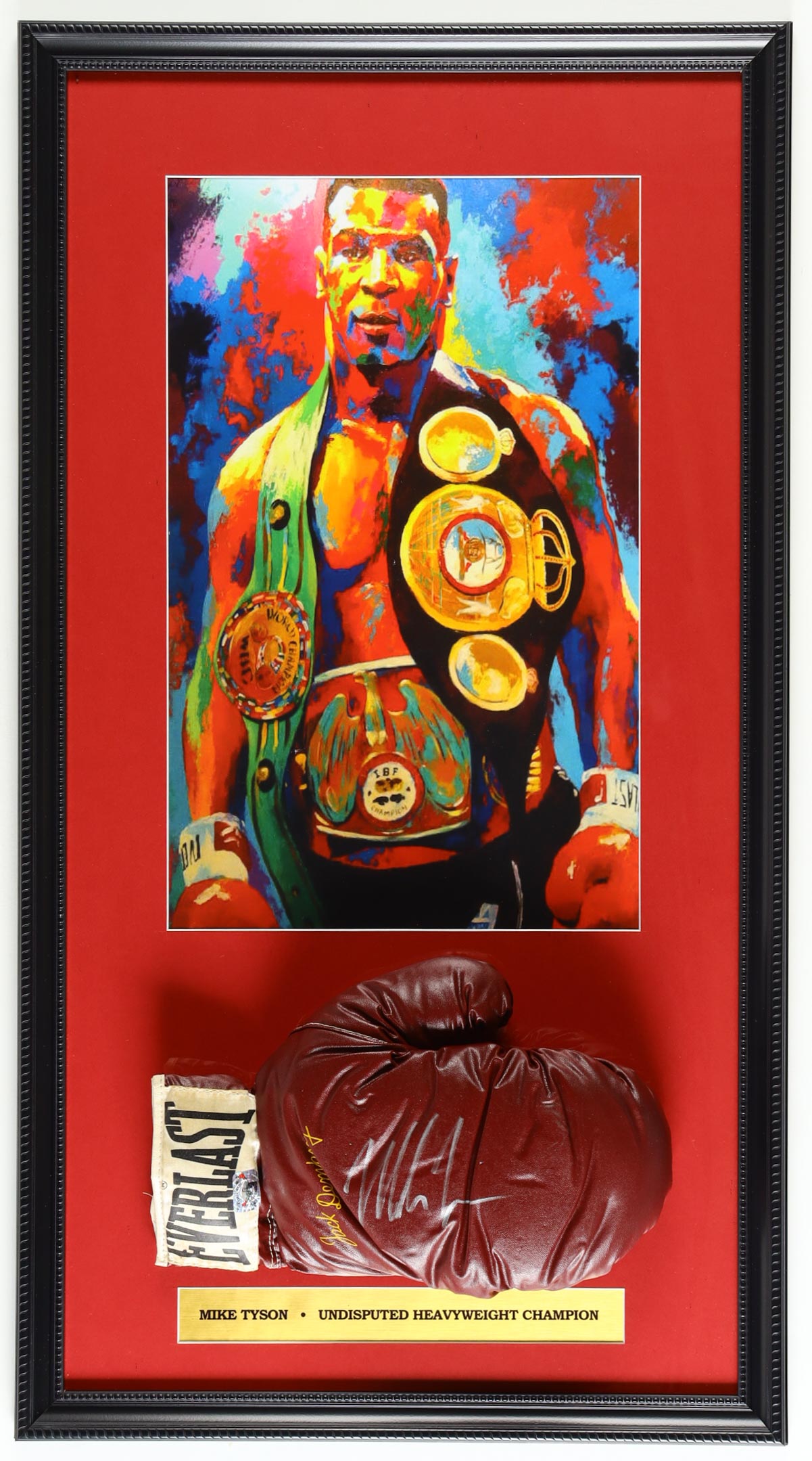 Mike Tyson Signed Custom Framed Everlast "Jack Dempsey" Model Burgundy ...