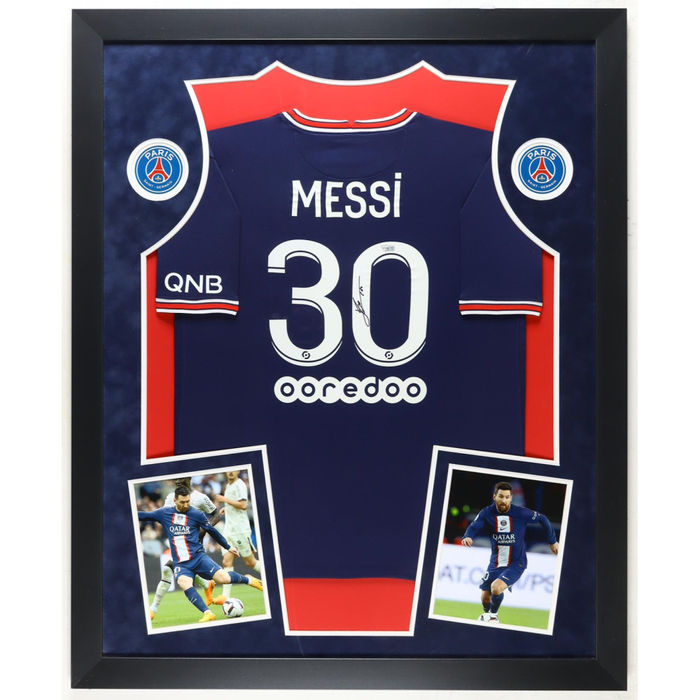 Lionel Messi Signed Paris Saint-Germain FC Custom Framed Jersey LED ...