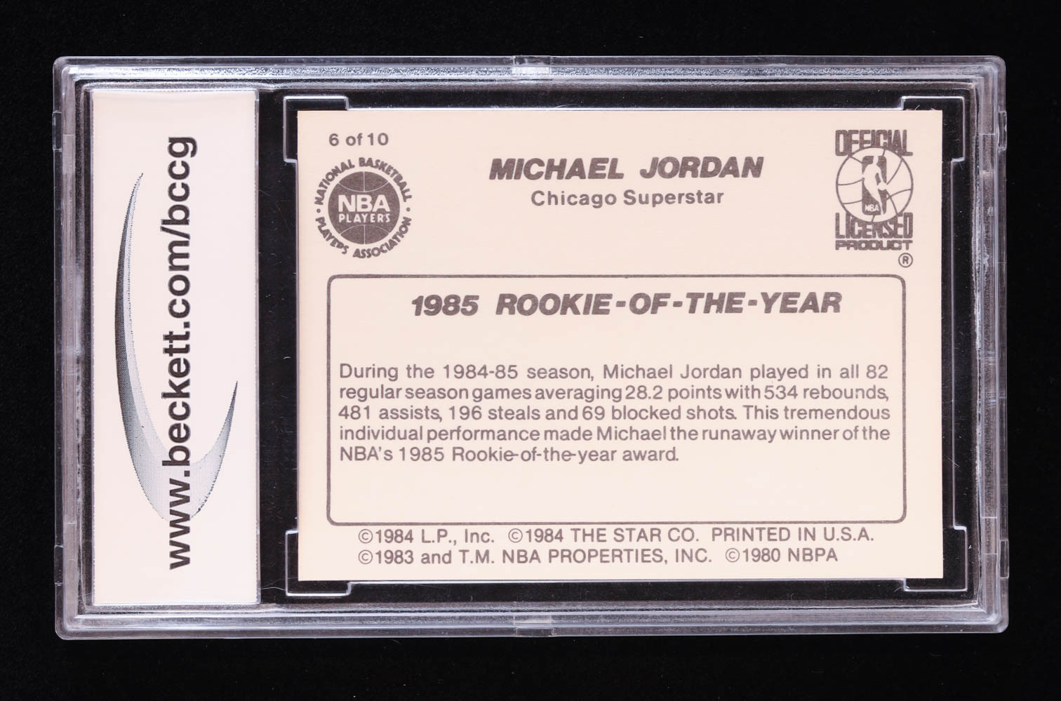 Michael Jordan 1986 Star Michael Jordan #6 1985 Rookie of Year (BCCG 9 ...