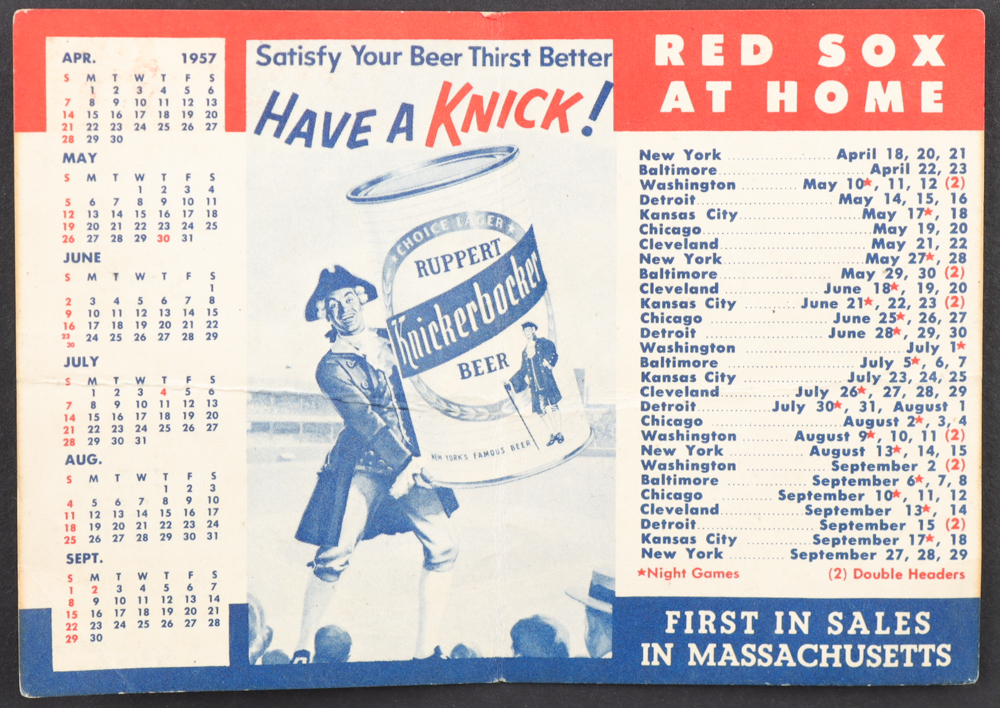 1957 Red Sox Red Sox Fenway Park Map & Full Pocket Schedule | Pristine ...