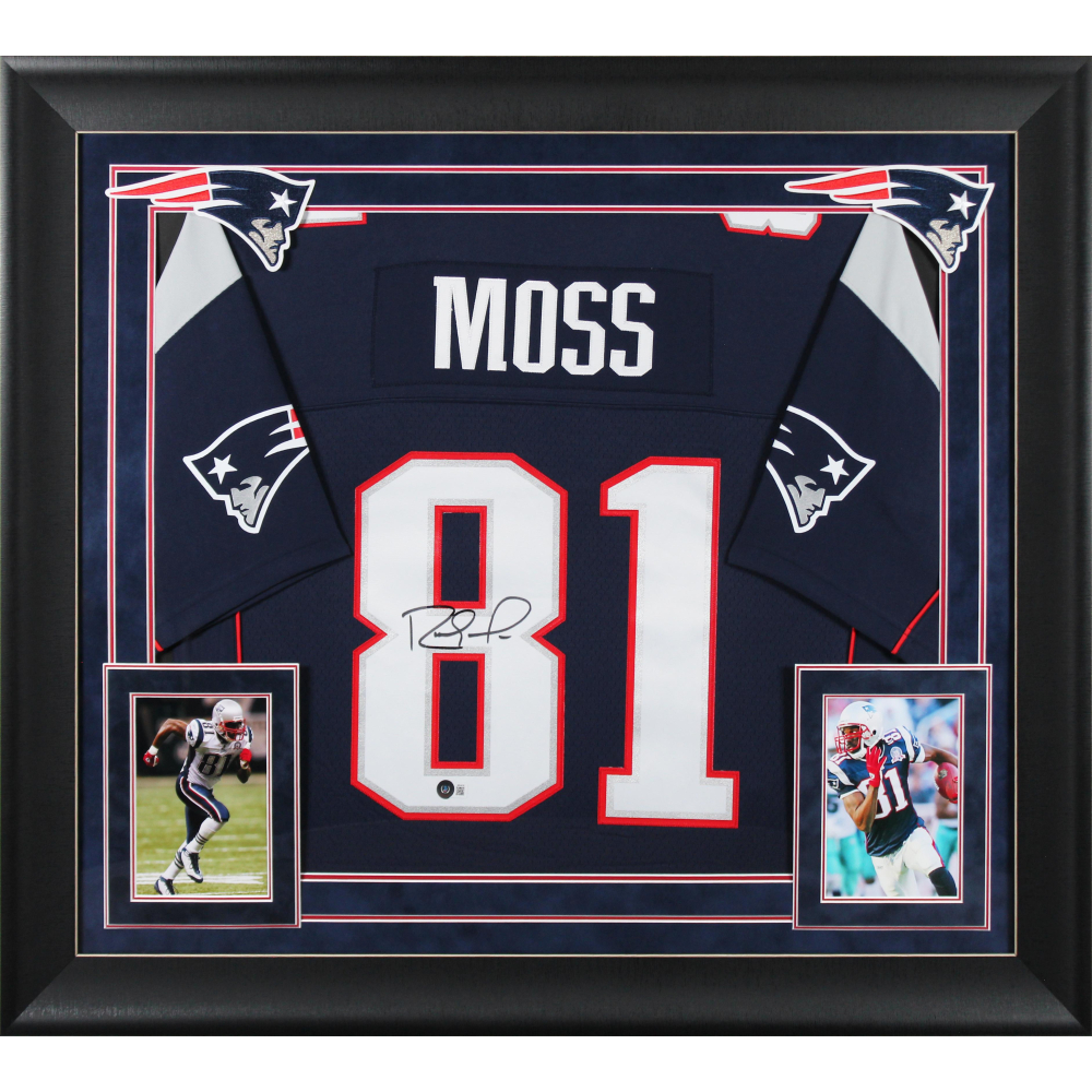 Randy Moss Signed Patriots Custom Framed Jersey (Beckett) | Pristine ...