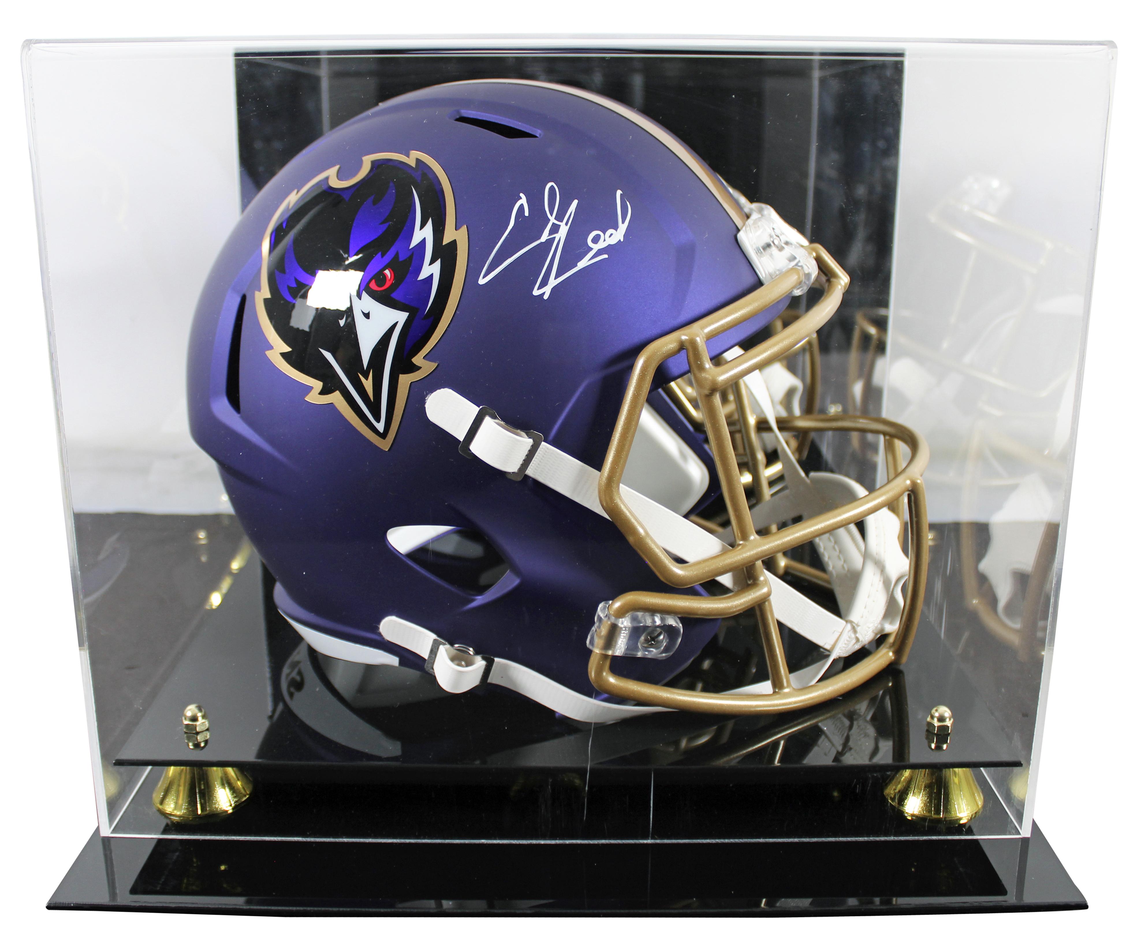 Ed Reed Signed Ravens Full-Size Alternate Speed Helmet with Display ...