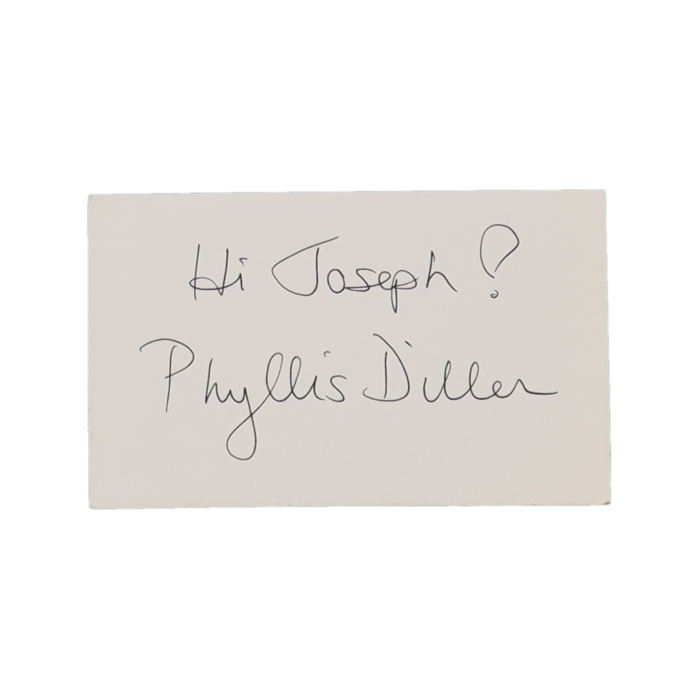 Phyllis Diller Signed Index Card Inscribed "Hi!" (AutographCOA ...
