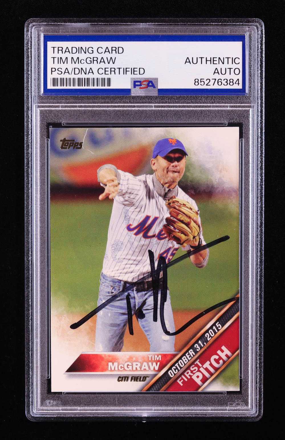 Tim McGraw Signed 2016 Topps First Pitch #FP1 S2 (PSA) | Pristine Auction