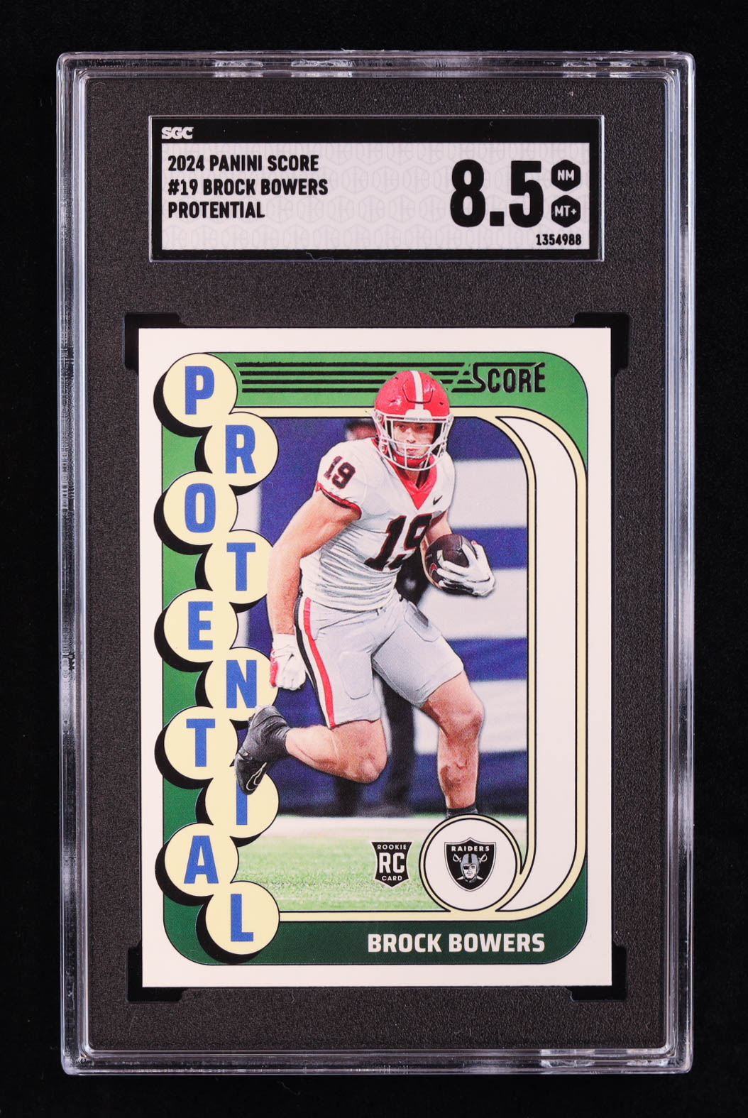 Brock Bowers 2024 Score Protential #19 RC (SGC 8.5) | Pristine Auction