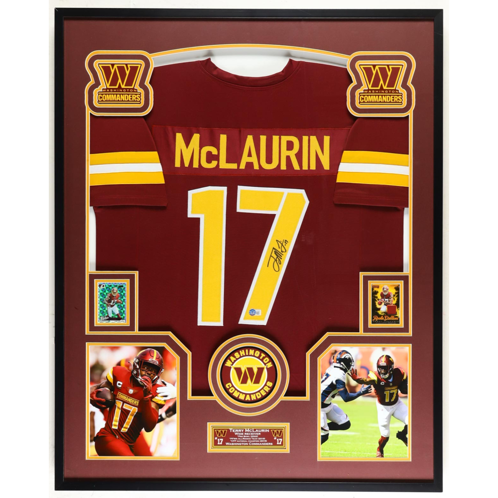 Terry McLaurin Signed Custom Framed Jersey Display With (2) Rookie ...