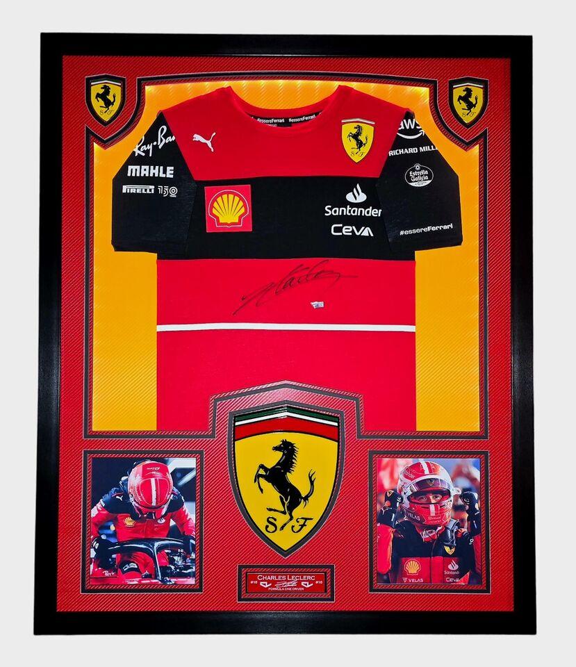 Charles Leclerc Signed Ferrari Custom Framed Race Shirt with LED ...