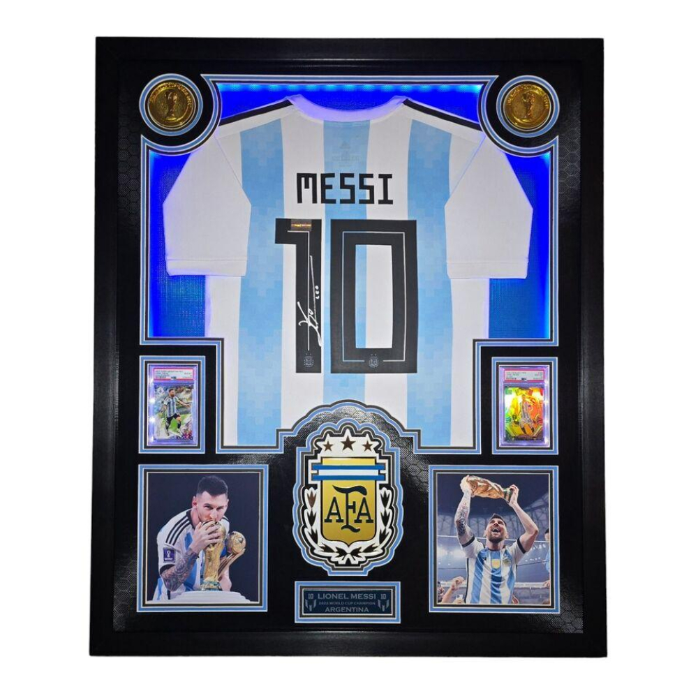 Lionel Messi Signed Argentina Custom Framed Jersey with LED Display ...
