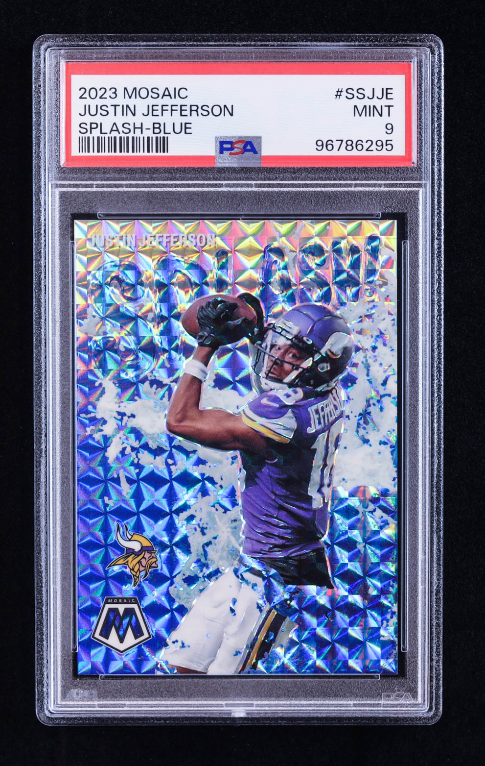 Justin Jefferson 2023 Panini Mosaic Splash Mosaic Blue #14 #44/99 (PSA ...
