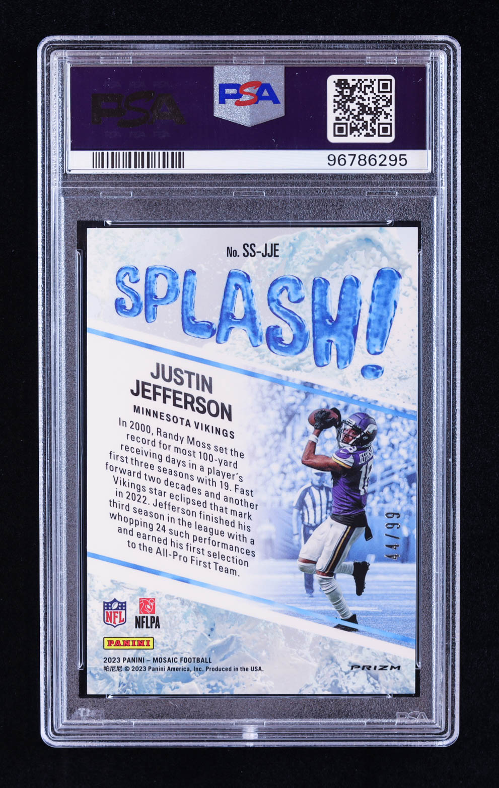 Justin Jefferson 2023 Panini Mosaic Splash Mosaic Blue #14 #44/99 (PSA ...