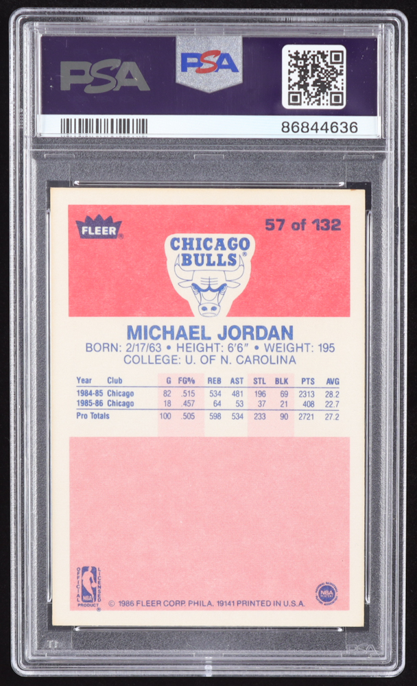 Michael Jordan 1986-87 Fleer #57 RC (PSA 7) | Pristine Auction