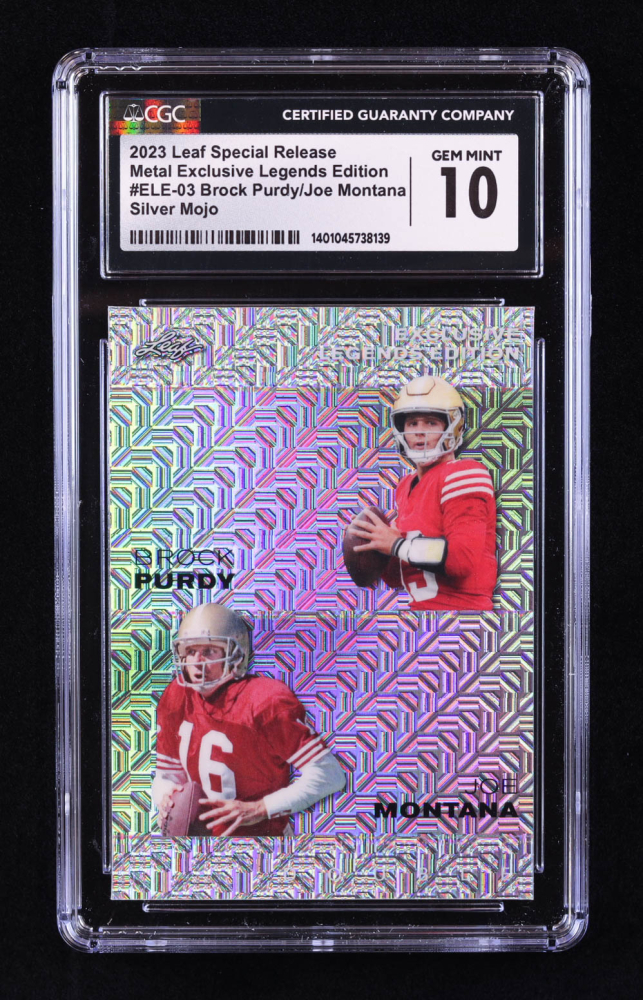 Brock Purdy Rc Joe Montana 2023 Leaf Metal Special Release Exclusive Legends Edition Mojo