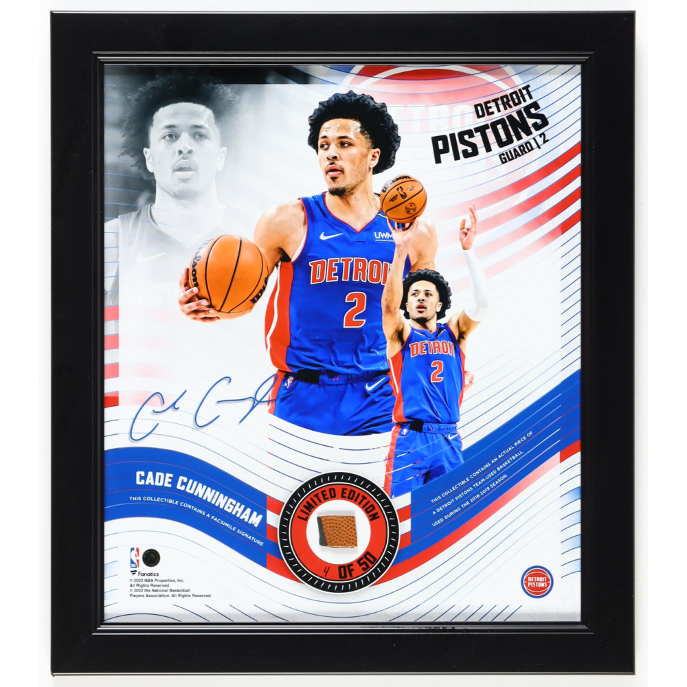 Cade Cunningham LE Pistons Custom Framed Game-Used Basketball Cut ...