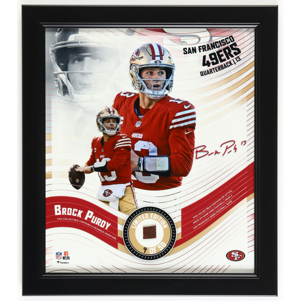 Brock Purdy LE 49ers Custom Framed Photo Display with Game-Used ...