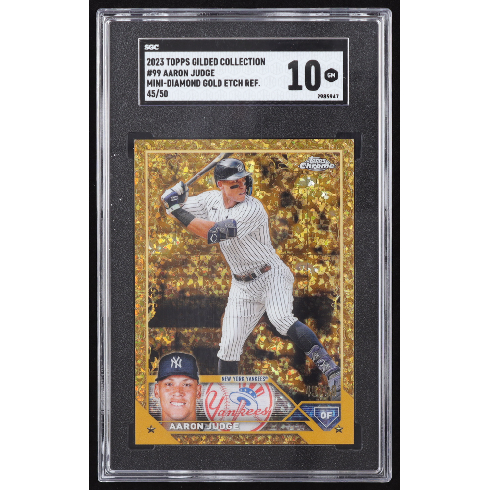 Aaron Judge 2023 Topps Chrome Gilded Collection Gold Etch Mini-Diamond Refractors #99 #45/50 ...