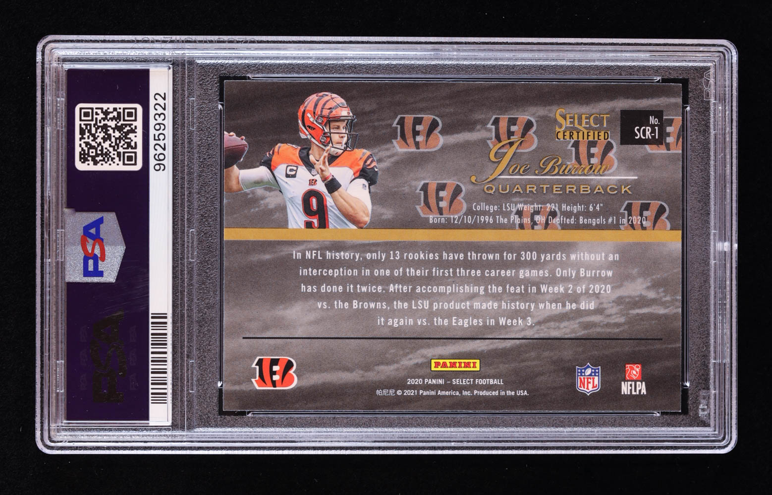 Joe Burrow 2020 Select Select Certified Rookies #1 RC (PSA 10 ...