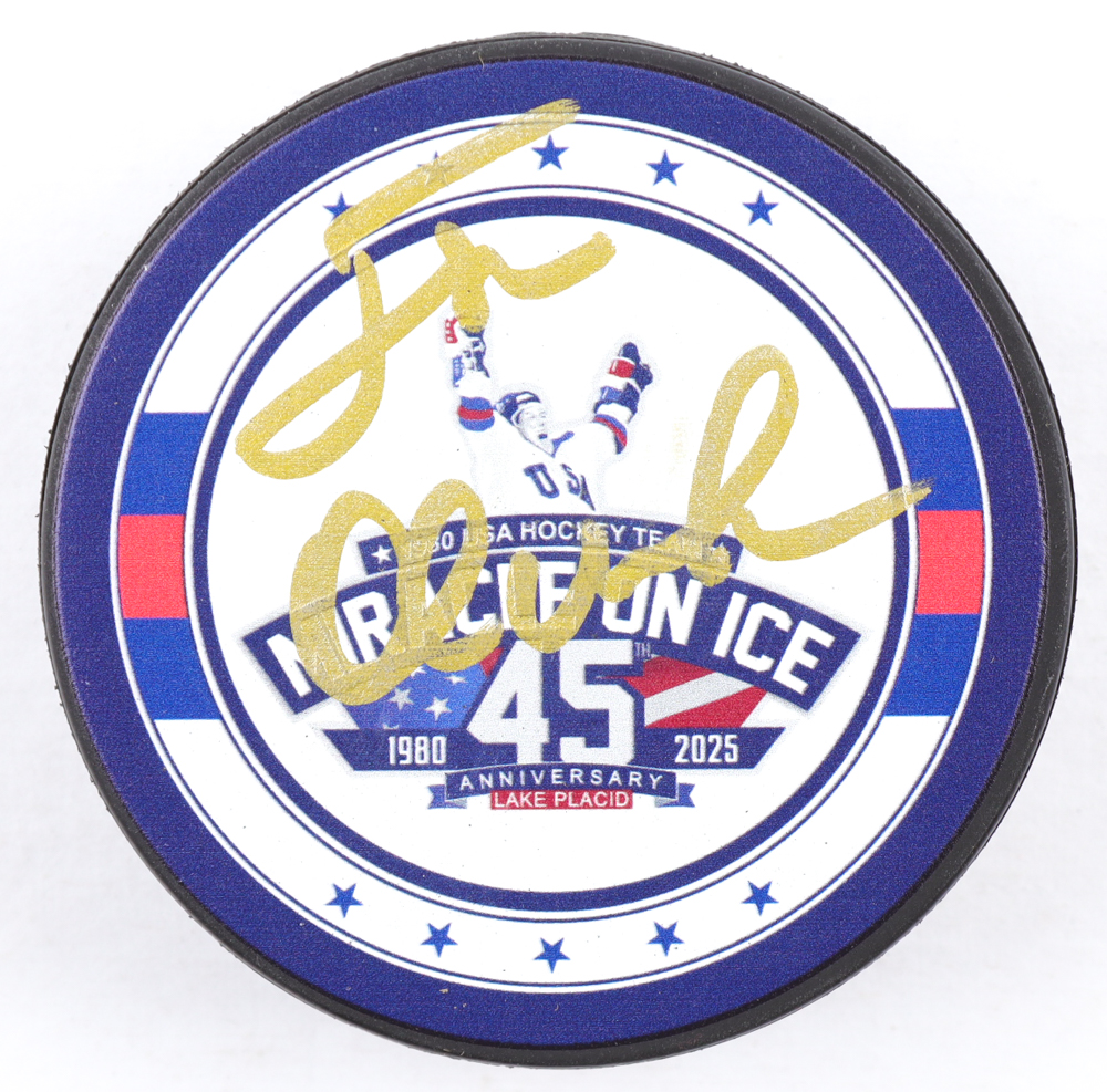 Jack O'Callahan Signed "Miracle On Ice" 45th Anniversary Hockey Puck ...