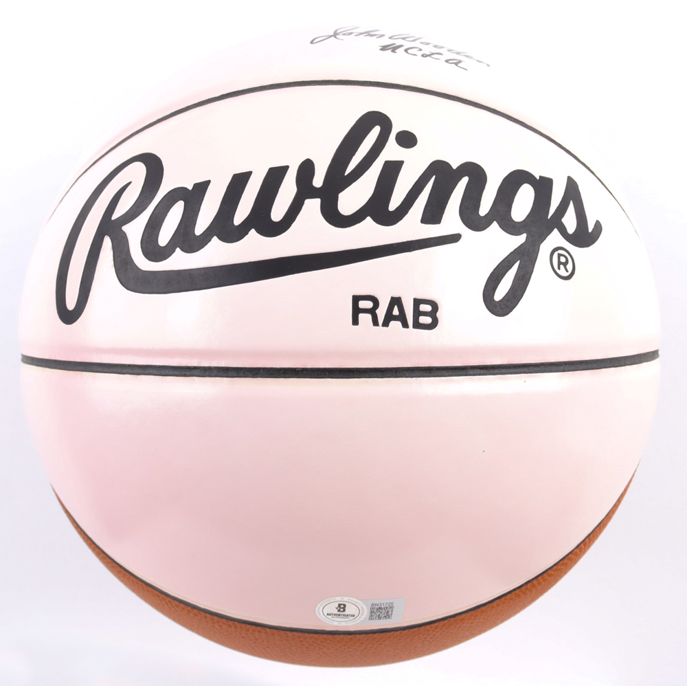 John Wooden Signed Rawlings Basketball Inscribed "With Best Wishes ...