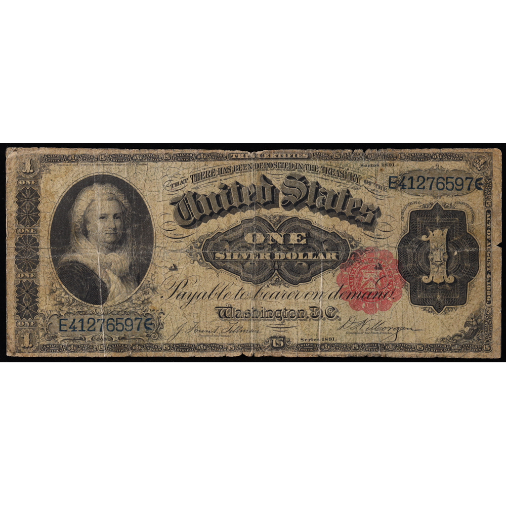 1886 United States Silver Certificate $1 One Dollar Bank Note ...