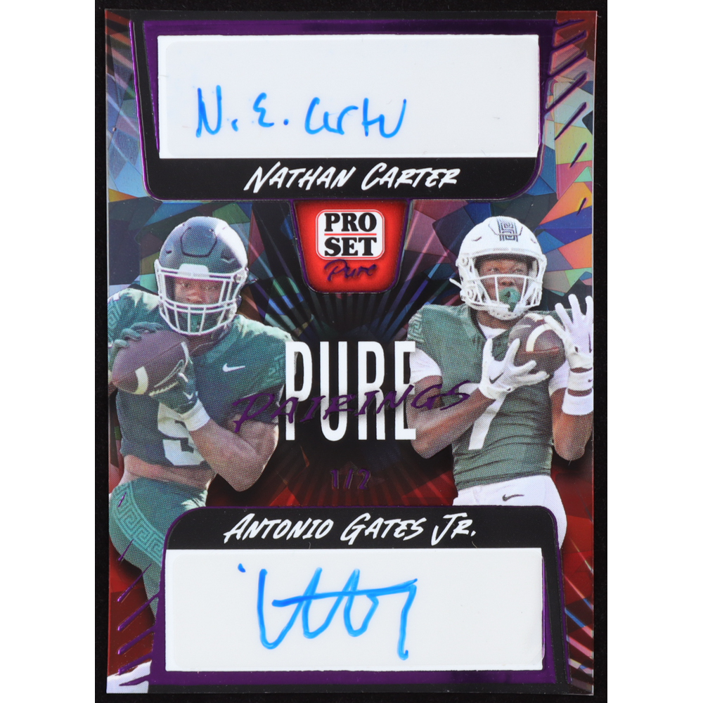 Nathan Carter / Antonio Gates Jr. 2023 Pro Set Pure Pure Pairings Clear ...