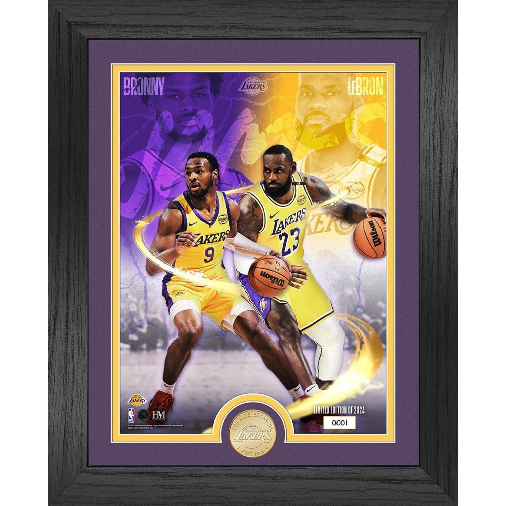 LeBron James & Bronny James Jr. LE Lakers Custom Framed Photo Display ...