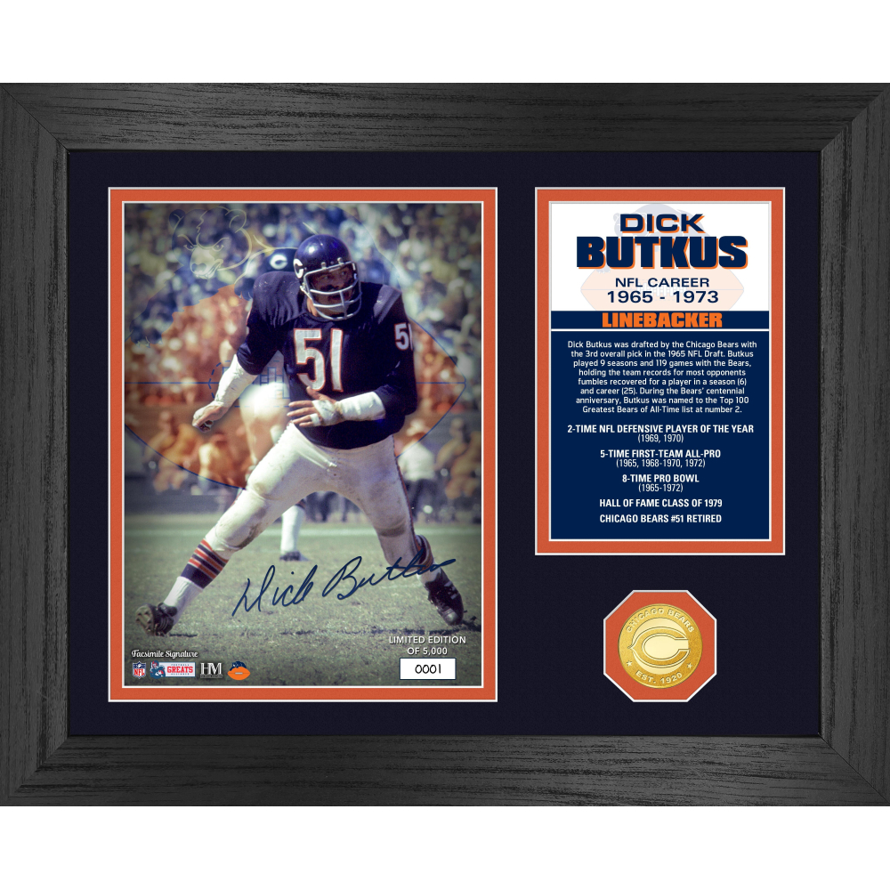 Dick Butkus LE Bears Custom Framed Photo Mint with Bronze Coin ...